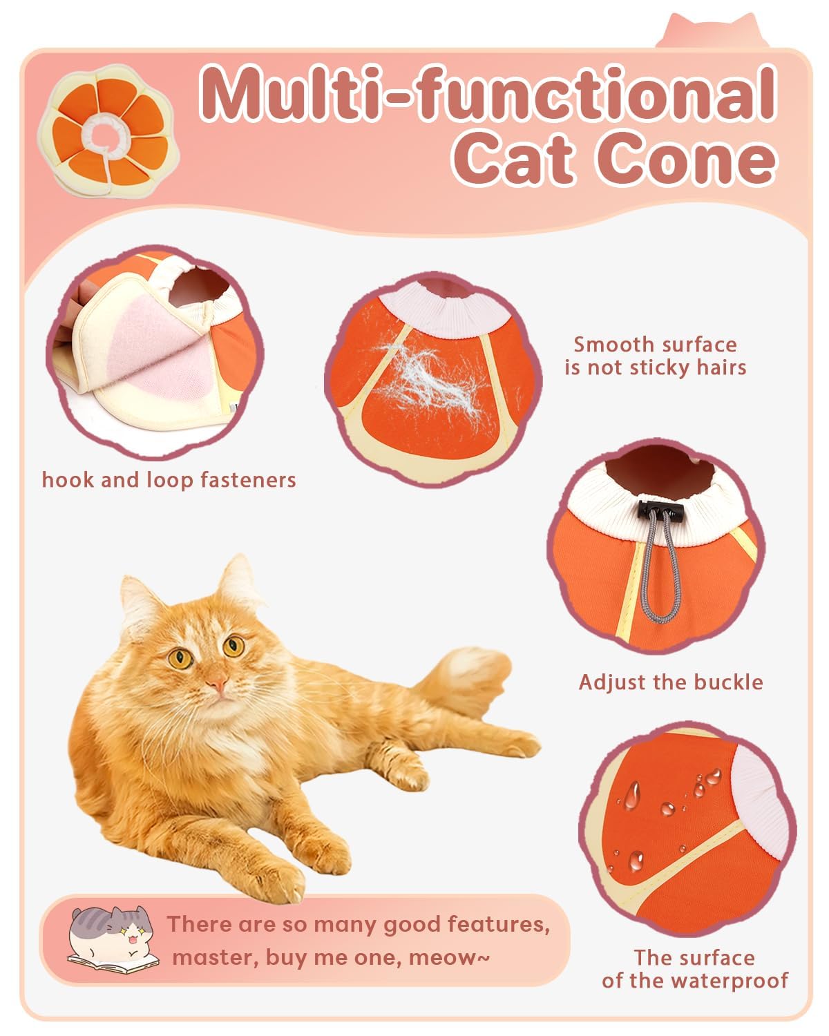 Pawfun Cat Cone Collar Soft, Protective Cat Recovery Collar to Stop Licking After Surgery, Comfortable Kitten Cones Elizabethan Collar for Small Medium Large Cats Prevent from Licking Wounds