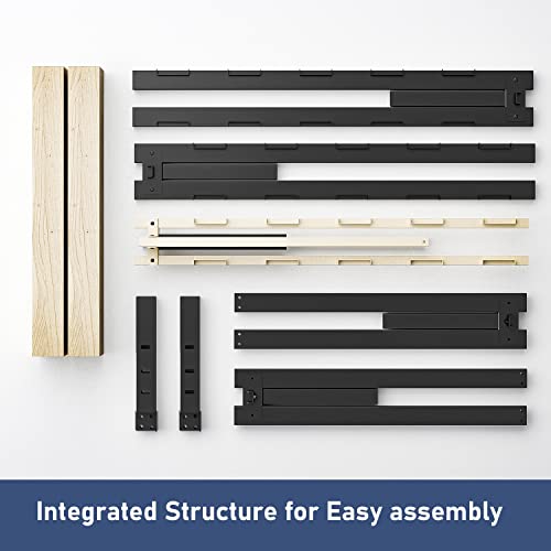 Cleaniago California King Bed Frame, 3“ Wide Wooden Slats Support for Mattress, 18 Inch High Rised, No Box Spring Needed Platform, Noise Free, Easy Assembly
