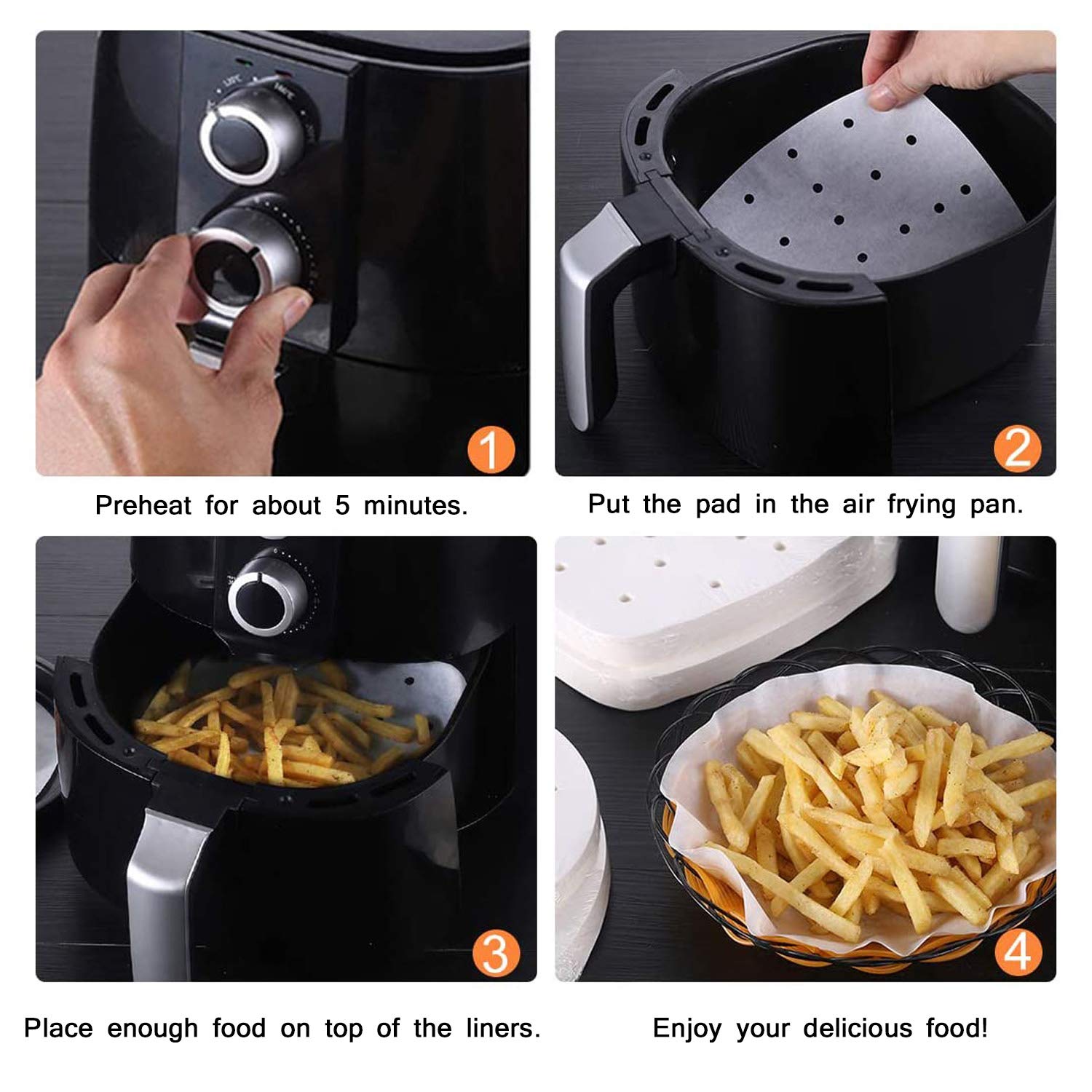 Air Fryer Parchment Paper Liners(8.7"×8.7") 100Pcs Compatible with XL Philips, NuWave Brio, Chefman, OMORC, Cuisinart, COSORI, Cooks Essentials, Power Airfryer Oven, Chef di Cucina, SARKI and More