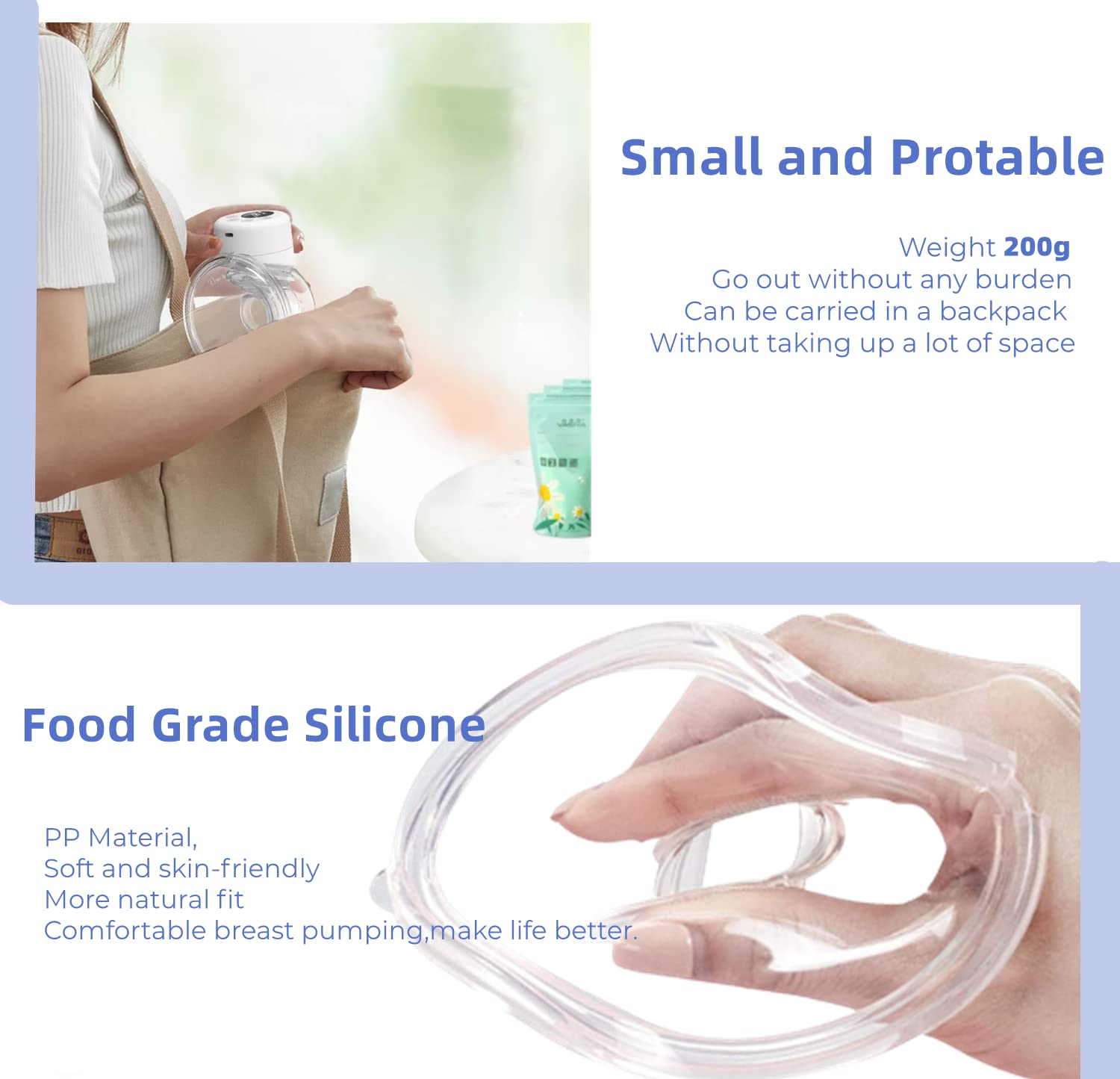 Bemawe Wearable Breast Pump, Electric Breast Pump Hands Free Wireless Breast Pump Portable Breastfeeding Pump Low Noise Painless Breast Milk Pump, LCD Display, 2 Modes & 9 Levels, S12, 24mm Flange