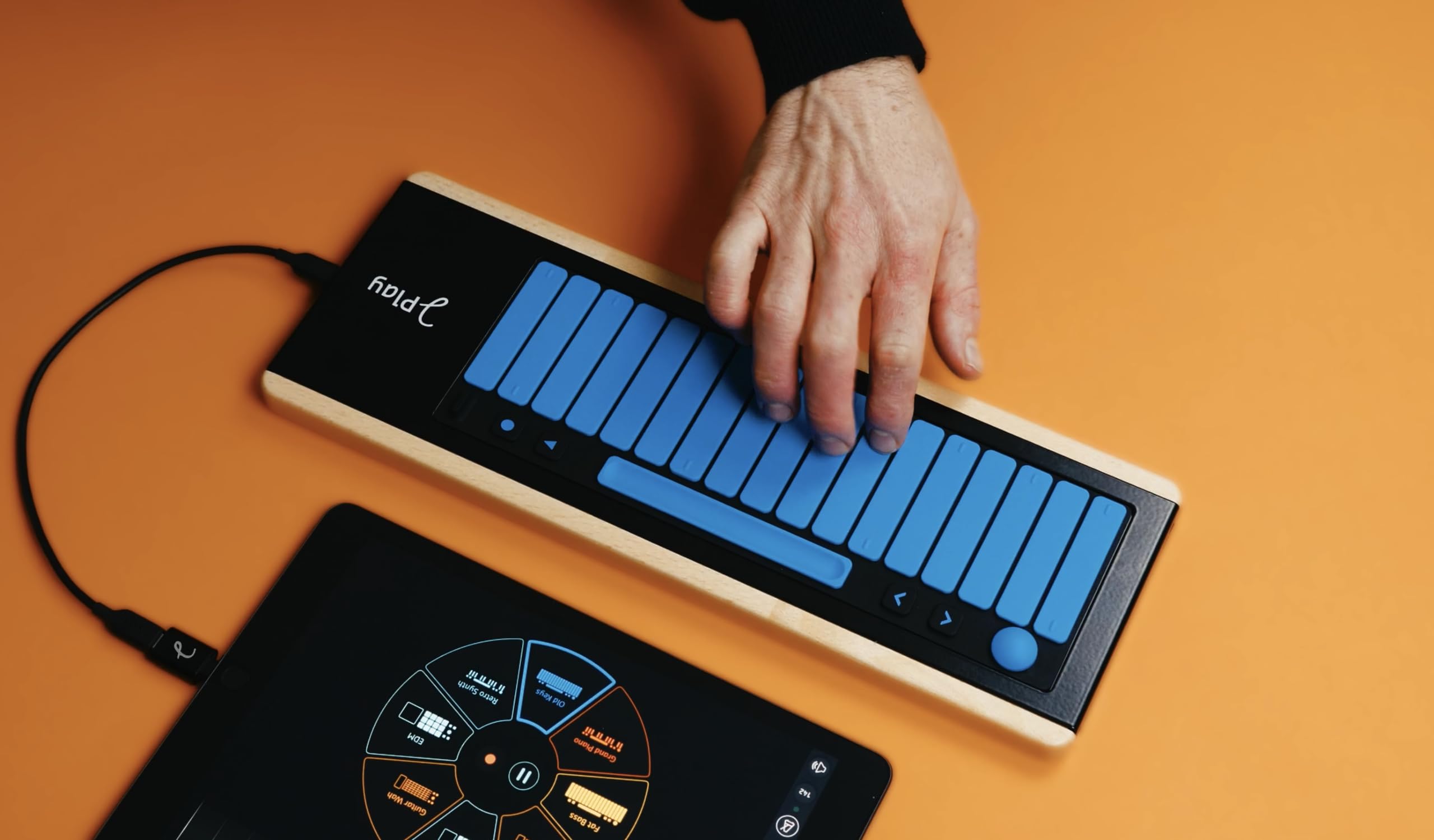 Keys Pad Accessory for J-Play MIDI controller - 17 Keys and Effect Zone, Dedicated Musical App Included, Plug & Play Music instrument Water Edition