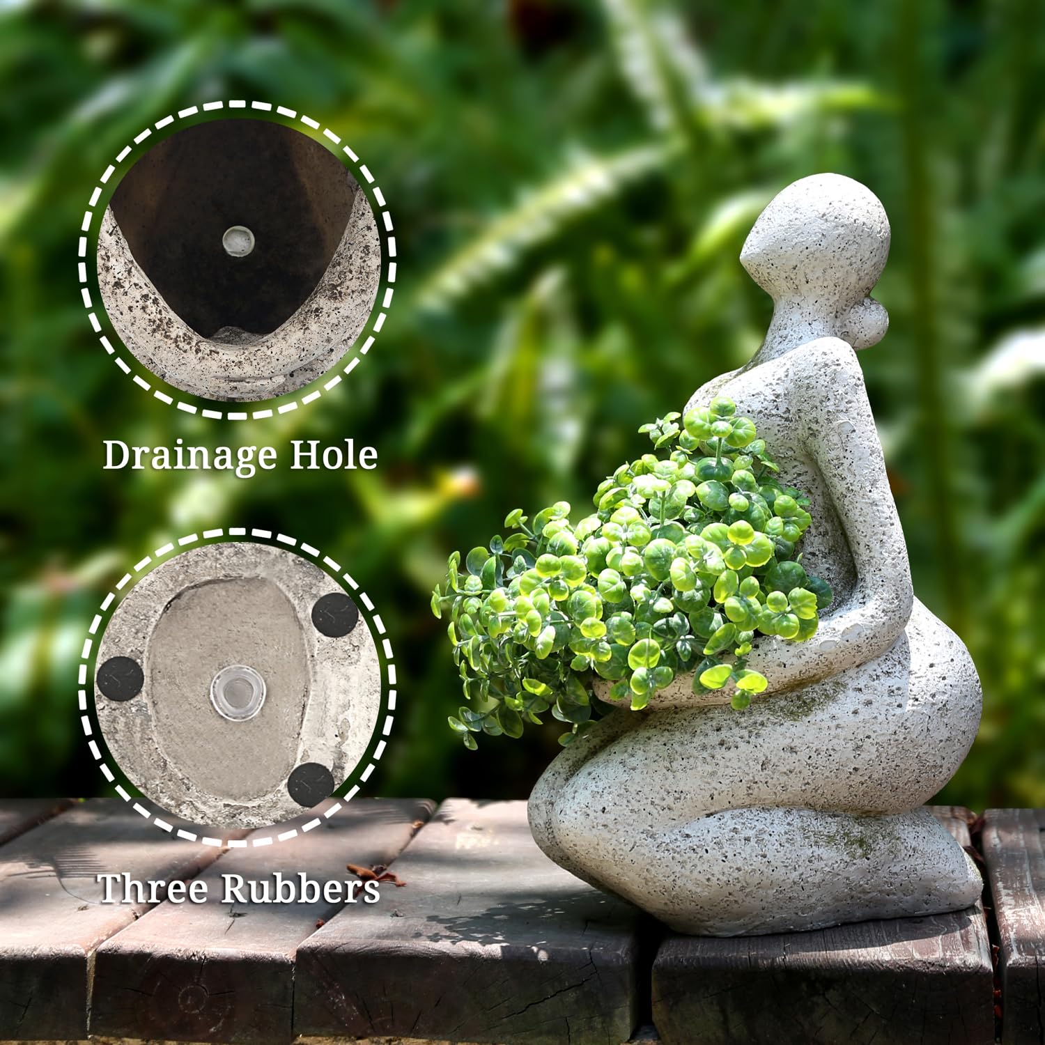 Aclema Large Tall Planters for Outdoor Indoor Plants Head Face Planter Pot Unique Succulent Planters Flower Vase with Drainage Hole New Life Large Size