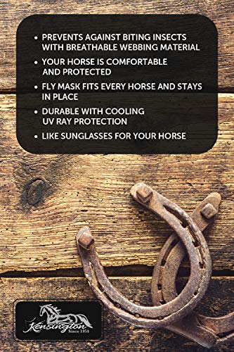 Kensington Fly Mask with Fleece Trim for Horses β Protects Face and Eyes from Flies and Sun Rays While Allowing Full Visibility β Breathable and Non Heat Transferring, Medium, Lavender Mint