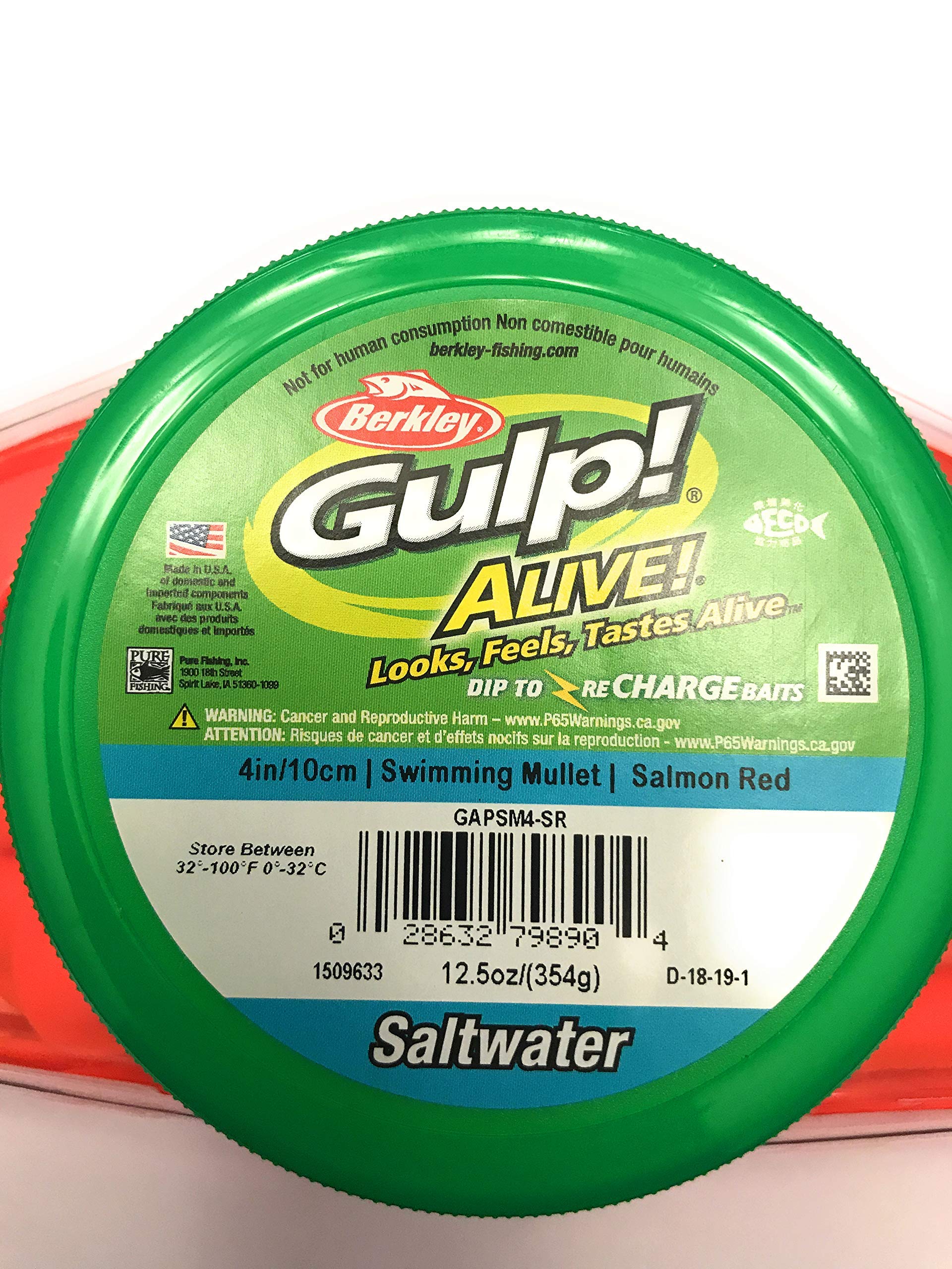 Berkley Gulp! Alive! Saltwater Swimming Mullet Salmon Red 4in | 10cm