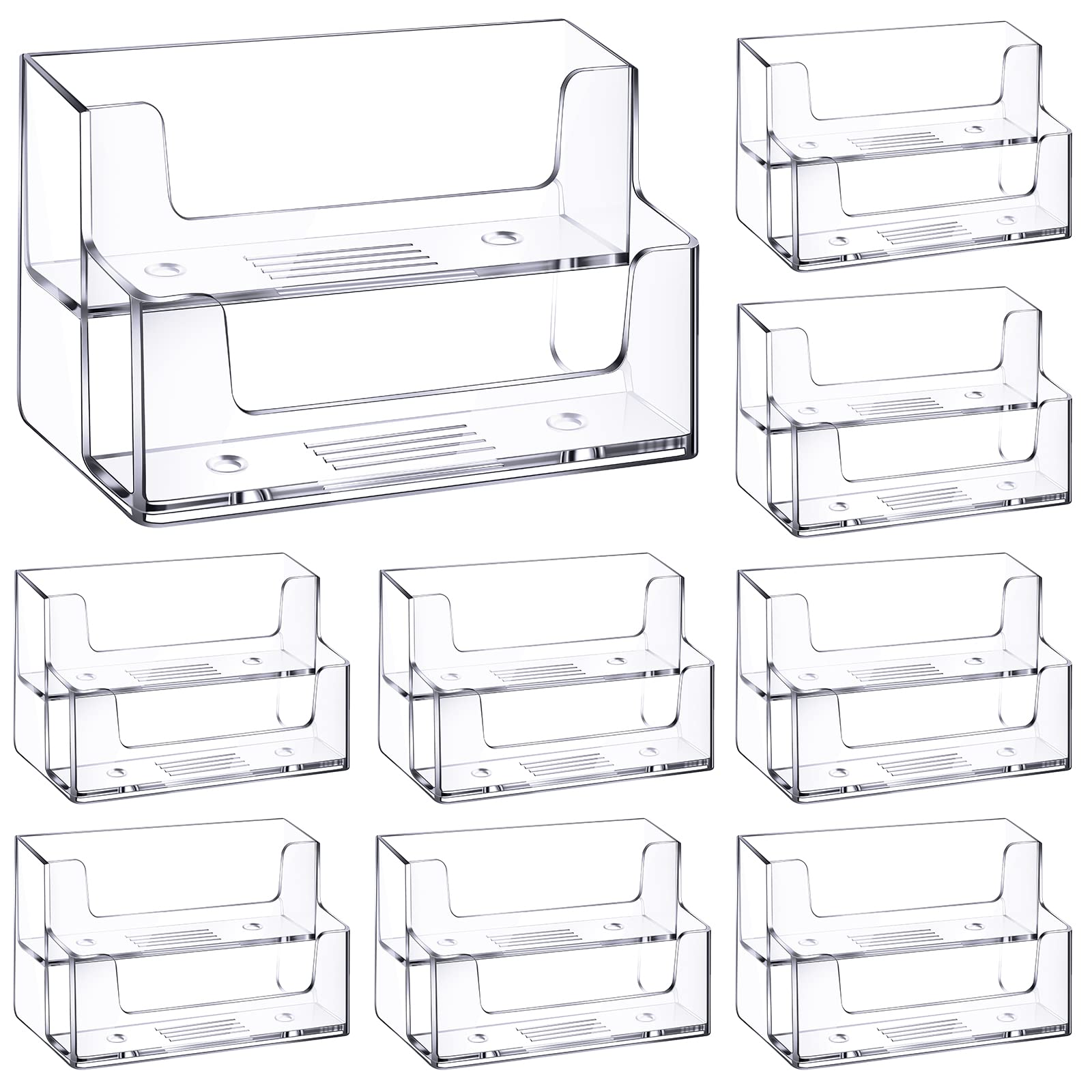 4 Pcs Acrylic Business Card Holder 2 Tiers Clear Plastic Card Stand Organizer Card Holder Display for Home Office 120 Cards Capacity