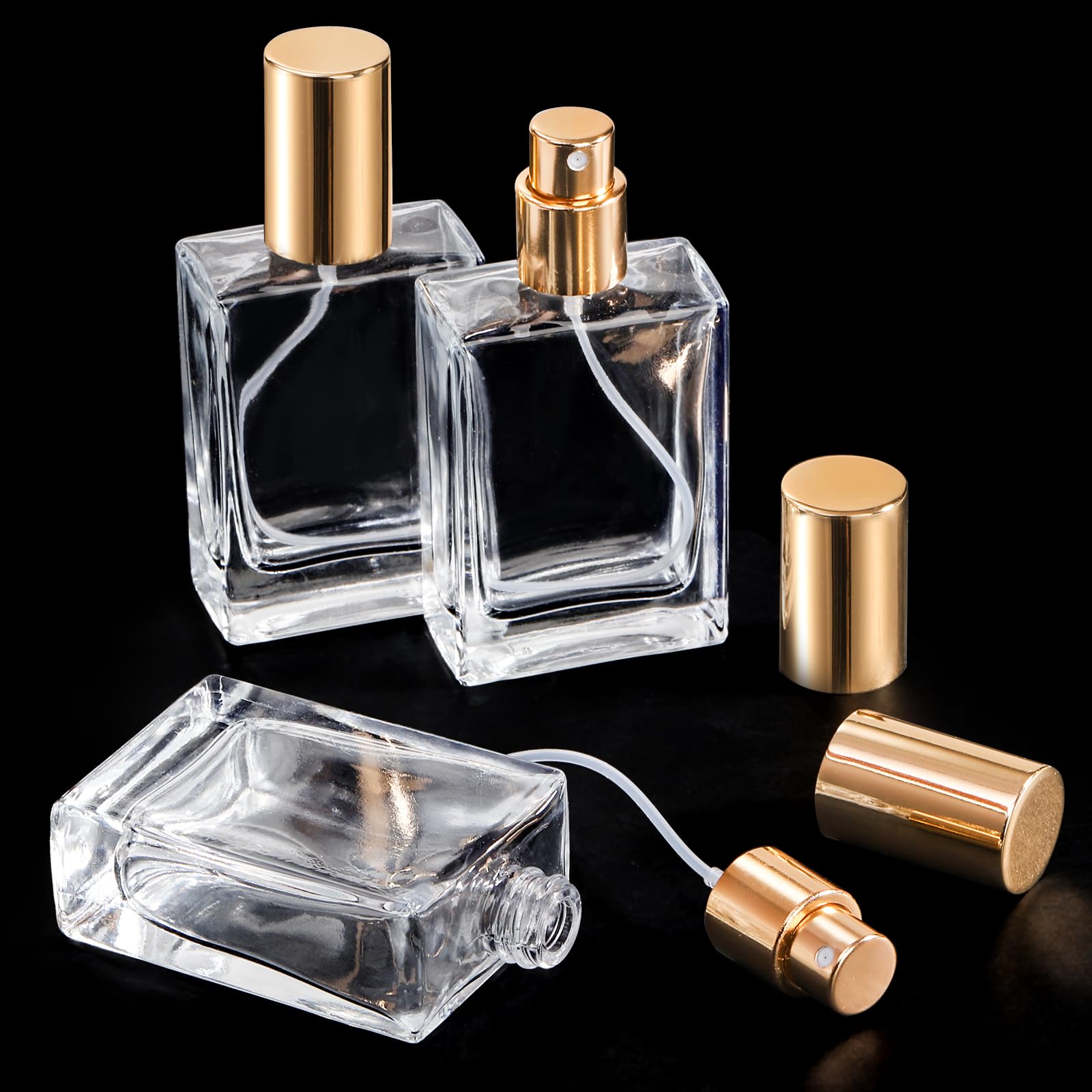 Foraineam 12 Pack 1 oz / 30ml Clear Glass Perfume Bottle, Refillable Empty Fine Mist Atomizer Spray Bottles, Portable Square Perfume Atomizer Bottles for Fragrance, Perfume, Lotion, Essential Oil