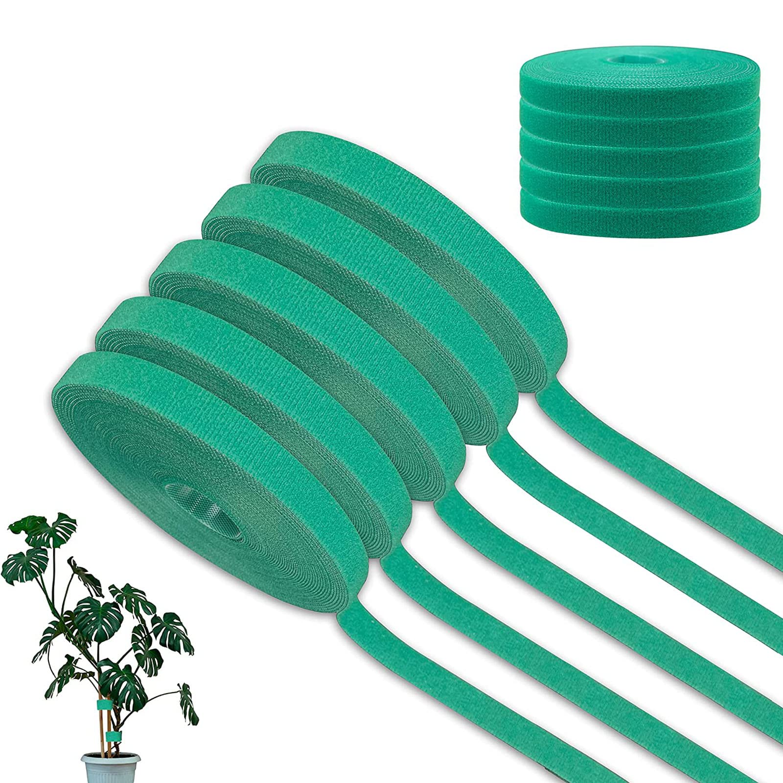 5 Rolls Garden Tie Green Tape - Twist Ties for Plants 1/2" 165ft Garden Plant Ties Soft and Tomato Plant Ties - Plant Twist Tie for Plant Gardening, Home, Office