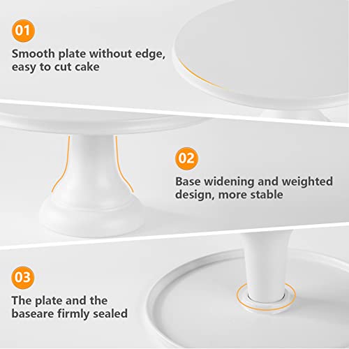 ECOWAY Round Cake Stand 9.84 Inch with Cake Spatula, White Bamboo Cupcake Stand, Dessert Display Plates for Snacks and Cookies, Candy Dish for Birthday Parties, Weddings, Baby Shower and Other Events