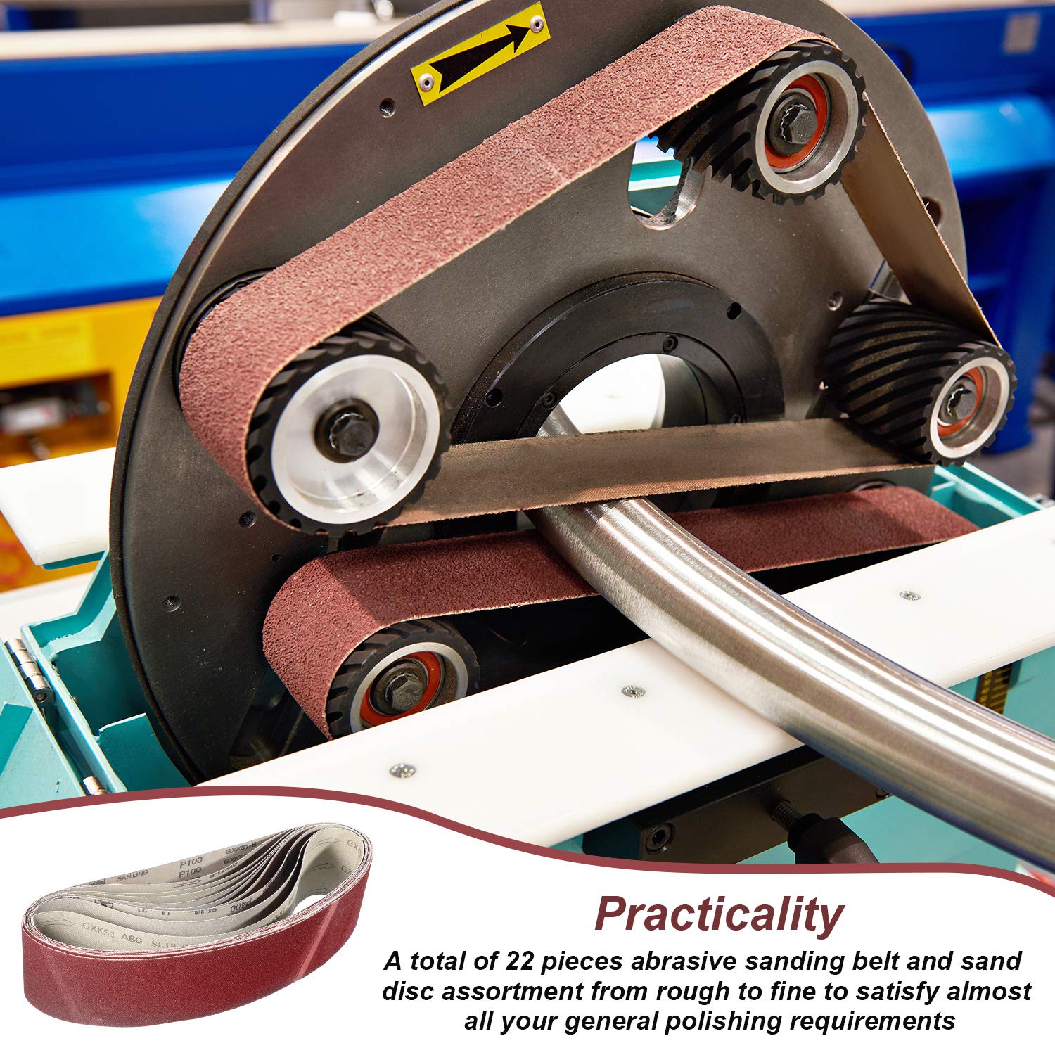 Aluminum Oxide Sanding Belts 10 Pieces Sanding Belts (80/120/150/240/400 Grits) and 12 Pieces 6 Inch Self Stick No Hole Aluminum Oxide Sanding Disc (4 x 36 Inch)