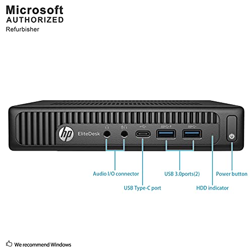 HP EliteDesk 800 G2 Desktop Mini Business PC, Intel Quad-Core i5-6500T up to 3.1G,16G DDR4,240G SSD,VGA,DP,Win 10 Pro 64 bit-Multi-Language Support English/Spanish (Renewed)