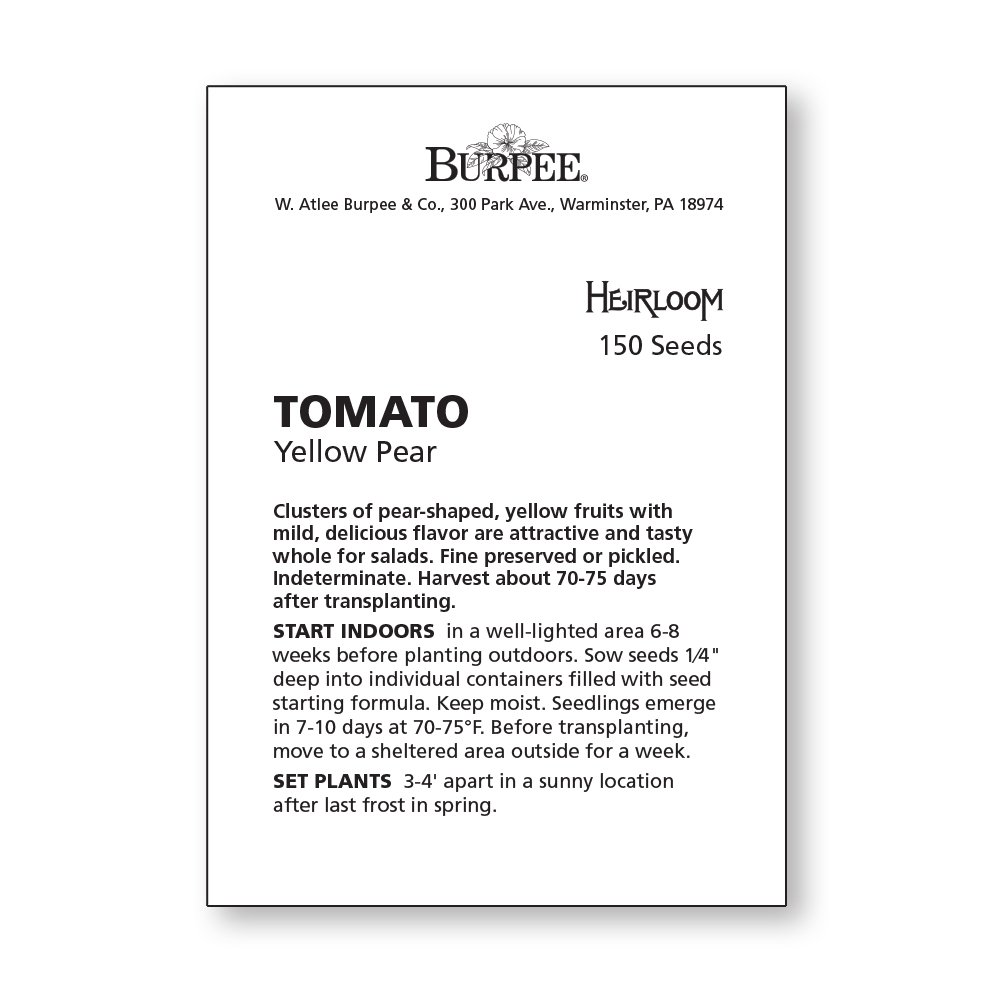 Burpee 'Yellow Pear' Heirloom, Yellow Pear Tomato, 150 Non-GMO Seeds