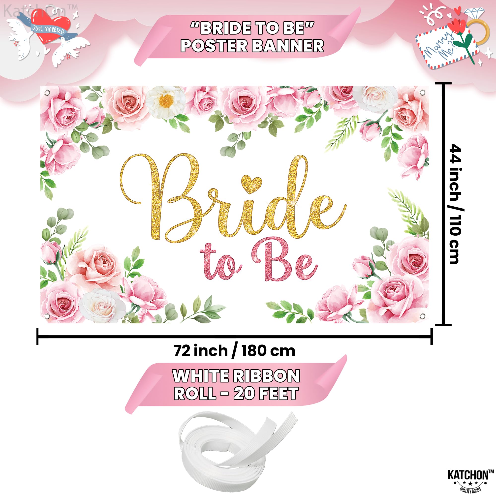 KatchOn, Pink Bride to Be Banner - Large, 72x44 Inch | Bridal Shower Backdrop for Bride to Be Decorations | Bride To Be Backdrop | Bridal Shower Decorations | Bridal Shower Banner | Bachelorette Party