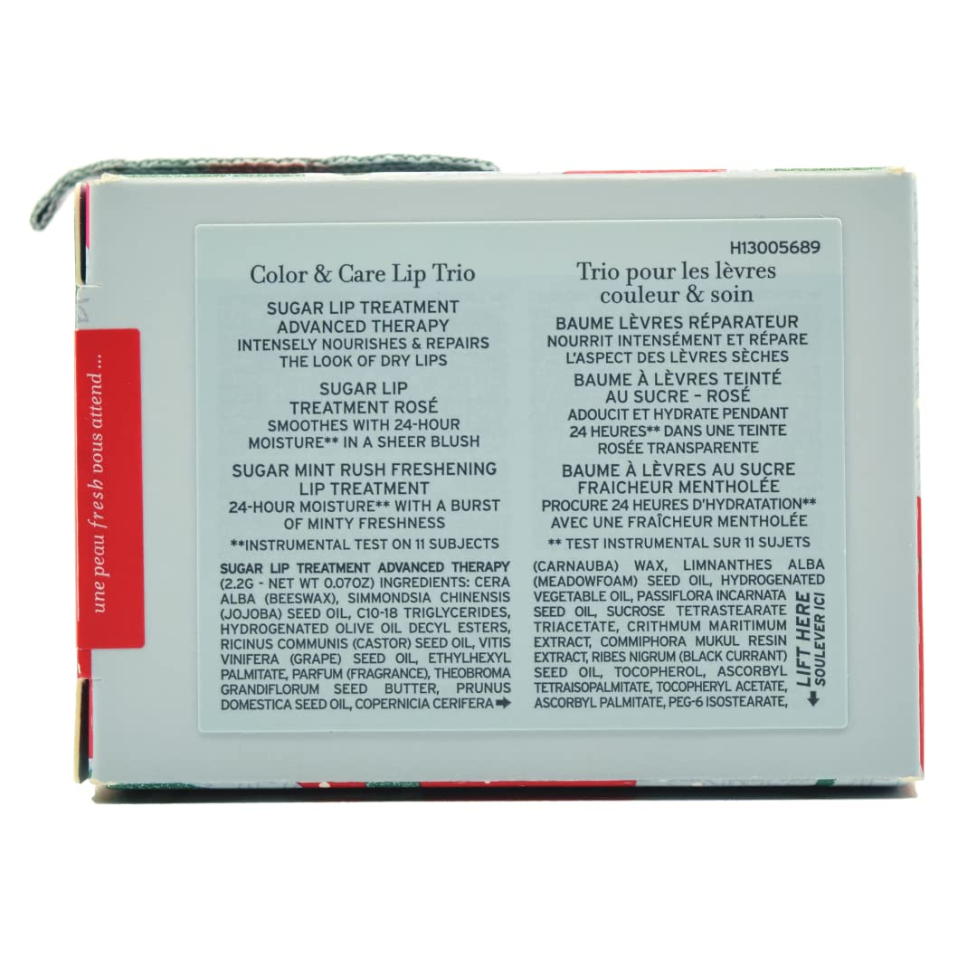 Fresh Color & Care Sugar Lip Set: Sugar Mint Rush Freshening, Rose Tinted Lip Treatment, and Advanced Therapy