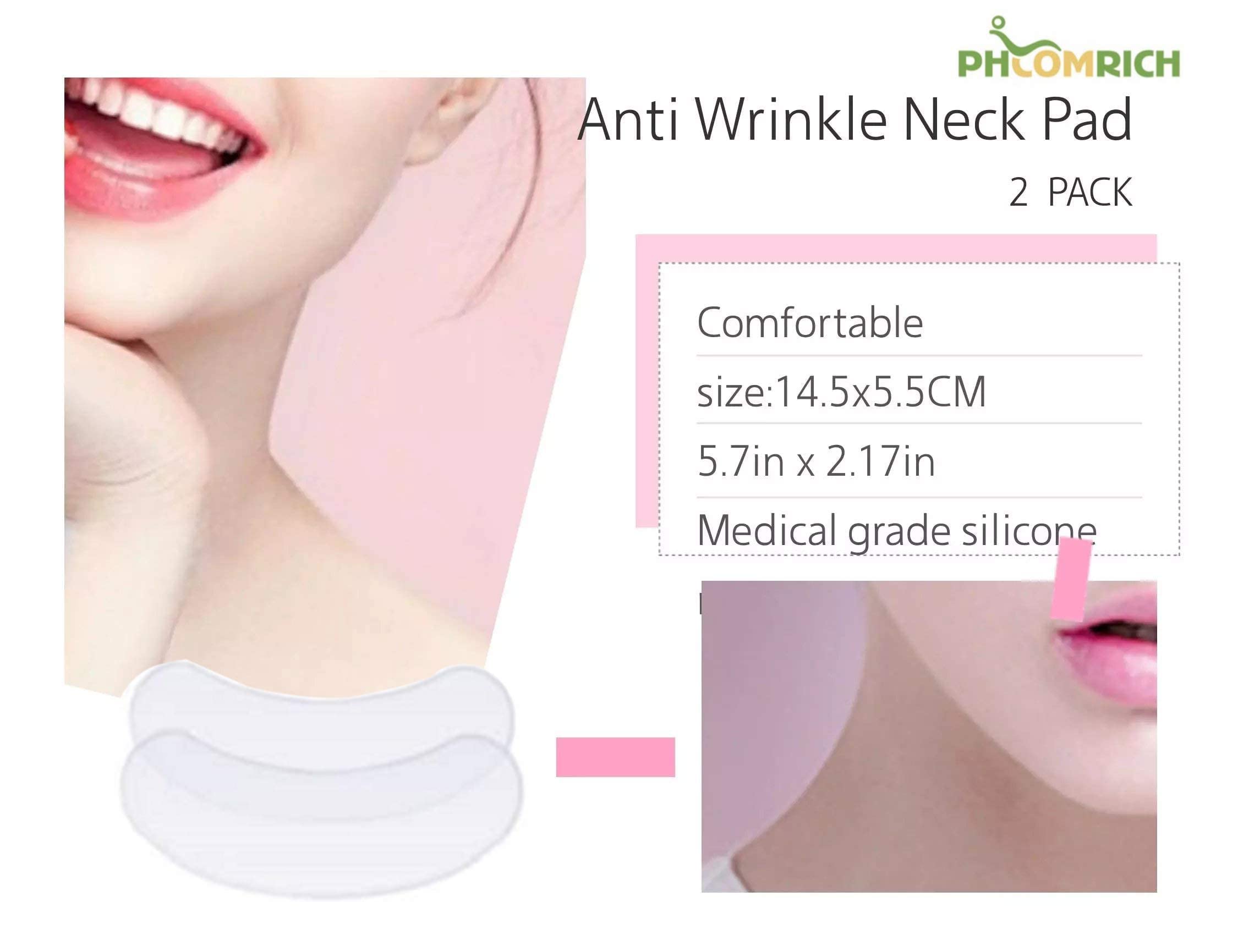PHCOMRICH Neck wrinkle patches x 2,Anti-aging Advanced skin firming Treatment and Prevention - silicone wrinkle patches reusable (16 day supply).