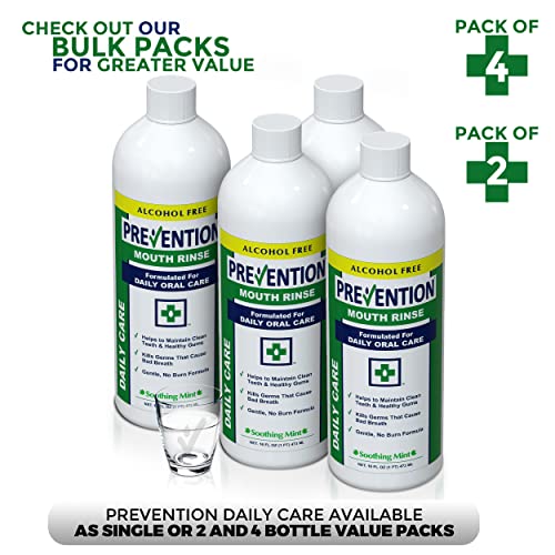 Prevention Daily Care Alcohol Free Mouthwash β No Alcohol, Burn Free, Hydrogen Peroxide Mouthwash Formula β Zero Alcohol Mouthwash for Kids & Adults β Value Pack of 2