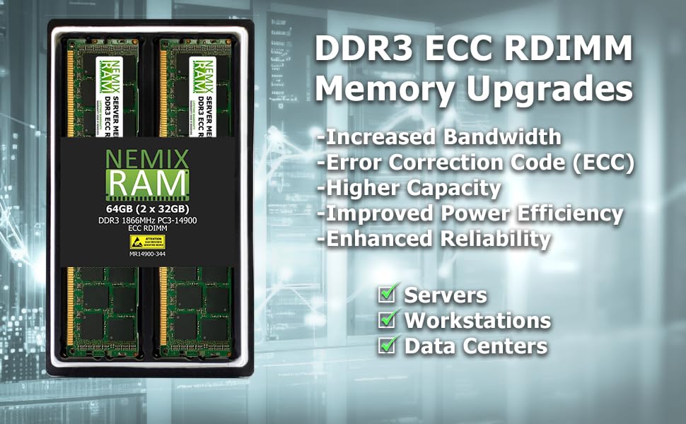 NEMIX RAM 128GB (8X16GB) DDR3 1333MHZ PC3-10600 2Rx4 1.5V 240-PIN ECC RDIMM Registered Server Memory KIT Compatible with Apple Mac Pro 2009 2010 2012