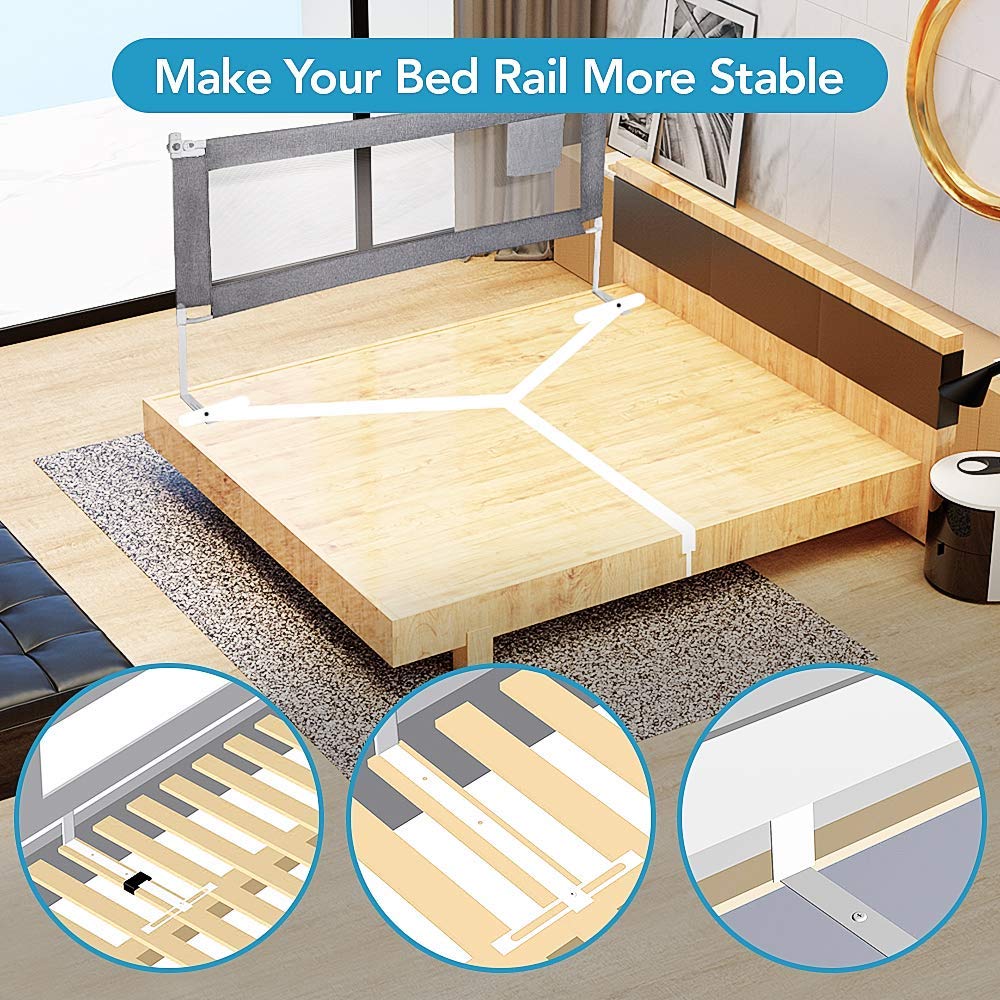 SURPCOS Bed Rails for Toddlers -New Upgraded Extra Long Bed Guardrail for Kids Great Fit for Twin, Double, Full-Size Queen & King Mattress, One Side 70.86" x 26" Grey