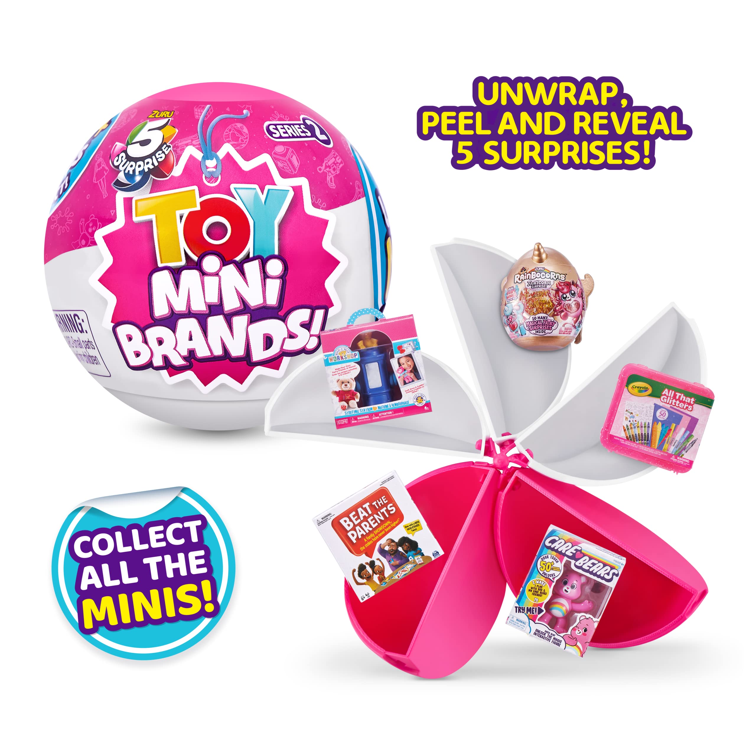 5 Surprise Toy Mini Brands Series 2 by ZURU (Collectors Case + 3 Pack Capsules) Amazon Exclusive Mystery Real Miniature Collectible Toys