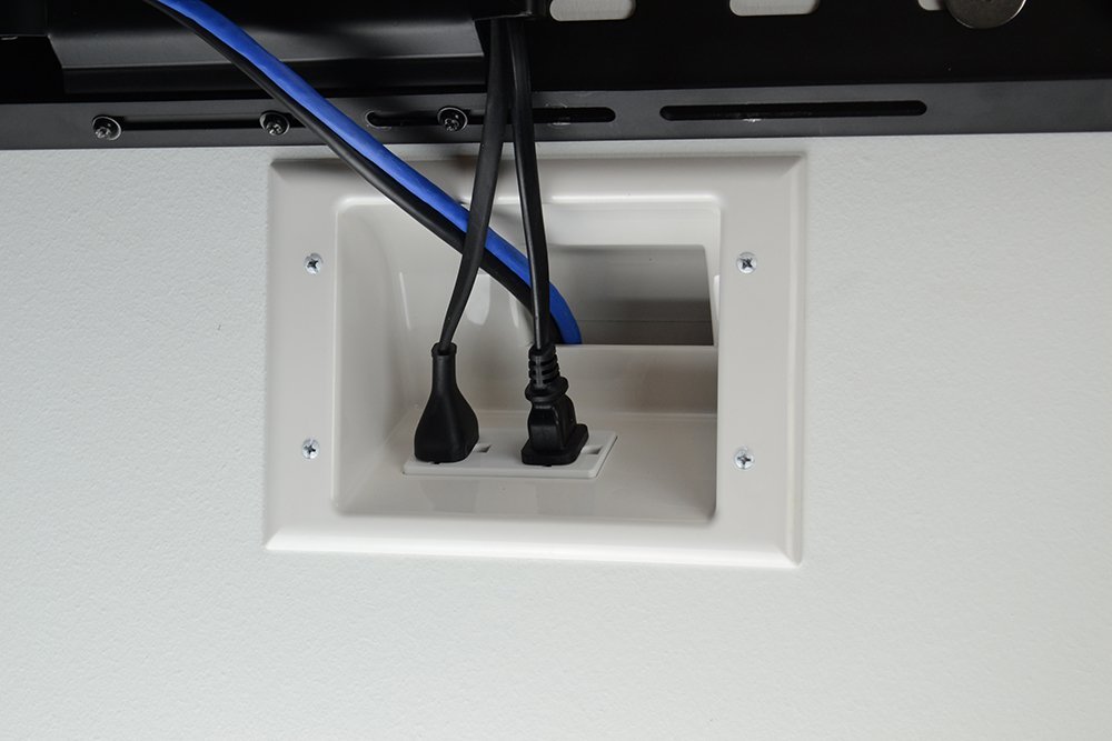 DATA COMM Electronics 45-0072-WH Commercial Grade Recessed AV/HDMI Cable Conceal Plate with 20 Amp Dual Power Receptacle