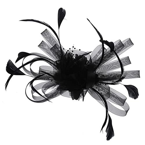7 Colors Hats Women Flower Feather Hats Retro Bridal Hair Accessories Party Black