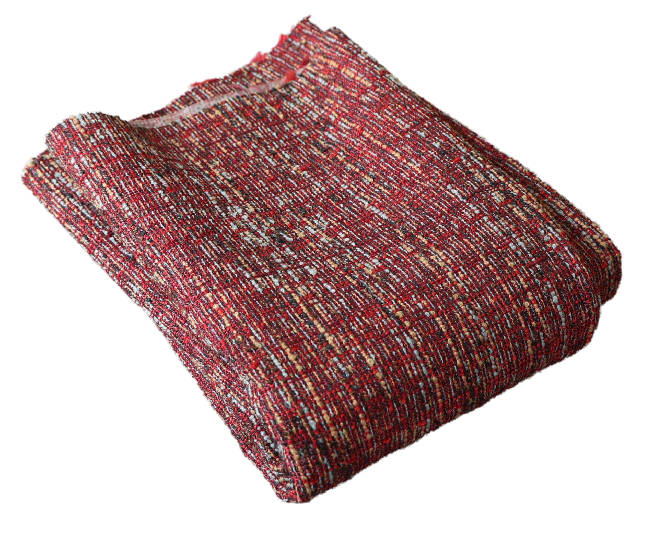 TinaKim Upholstery Fabric, Faux Linen Type Cloth Material, for Chair Sofa Couth Reupholster (Dark red, 3 Yard)