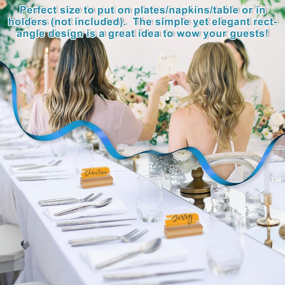 AHANDMAKER 30Pcs Clear Acrylic Place Cards, Hexagon Acrylic Name Card Plate Table Number Card Blank Seating Cards for DIY Guest Name Signs Wedding Table Setting Dinner Party