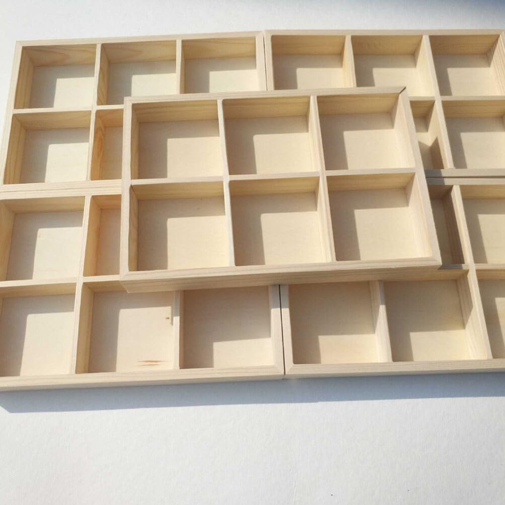 Cabilock 3 pcs Wooden 6-grid Pigment Storage Box Wooden storage box compartment storage six storage
