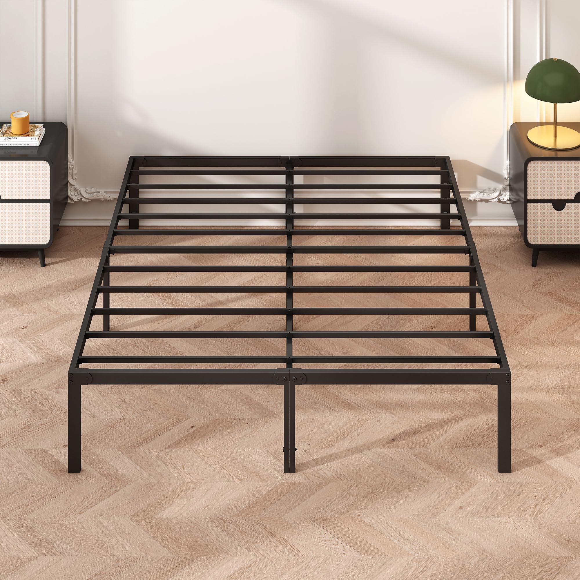 Closadin Black Queen Size Metal Platform Bed Frame with Stable Metal Support and Underbed Storage,18" Height Mattress Foundation,No Box Spring Needed,Easy Assembly