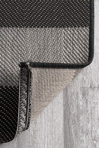 nuLOOM Haylie Chevron Striped Indoor/Outdoor Area Rug, 8' Square, Black