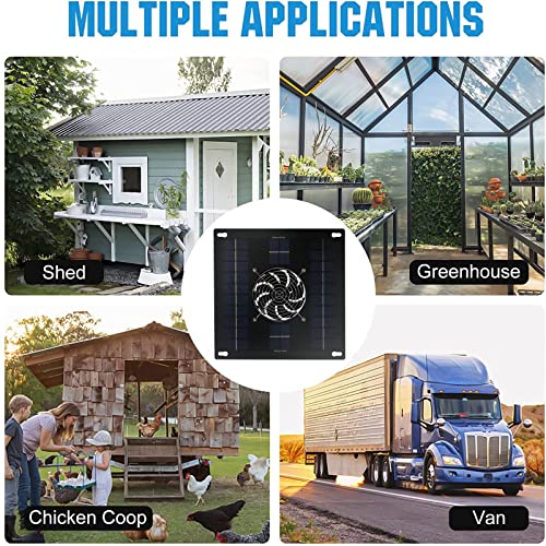Amikadom #11HHa1 Solar Panel Fans 5W Solar Panel Powered Fan Waterproof Outdoor Solar Exhaust Ventilation Fan for Greenhouse Hicken Co