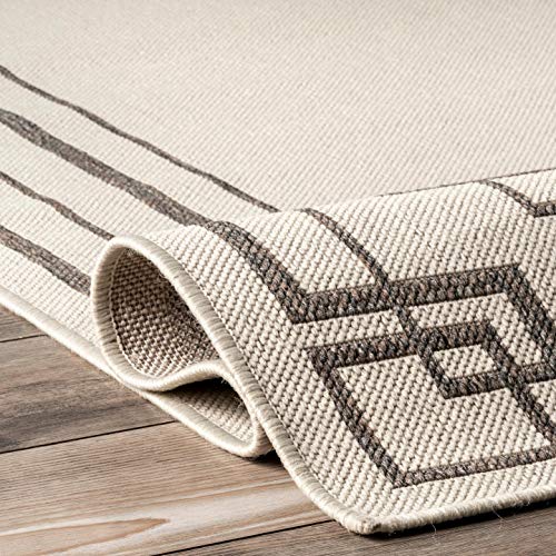 nuLOOM Katalina Simple Border Indoor/Outdoor Area Rug, 6' 7" x 9', Ivory