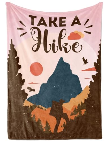 Cool Hiking Gifts for Women, Men, Couples, Throw Blanket for Hikers for Christmas, Birthday - 50" x 65" Take a Hike