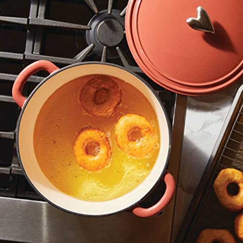 Ayesha Curry Kitchenware Enameled Cast Iron Dutch Oven/Casserole Pot with Lid, 6 Quart, Redwood Red
