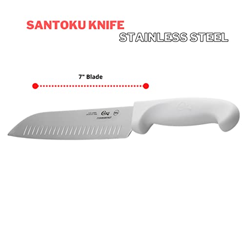 7 Santoku Knife White Handle, Choice Knives Kitchen High Carbon 7 Inch Santuko Stainless Steel Dishwasher Safe Perfect For Cutting, Slicing, Dicing, Mincing, Or Chopping Asian knives