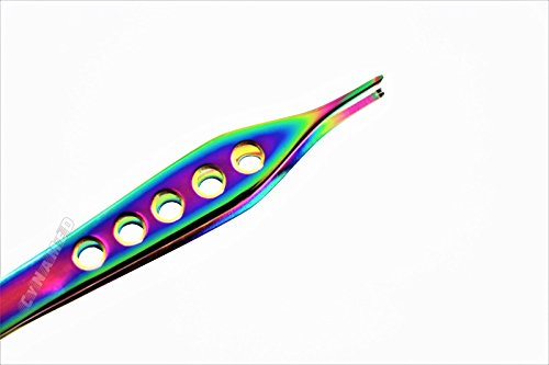 3ea Adson Kocher Tissue Forceps Micro 4.75 Inches 1x2 Teeth German Titanium Rainbow Stainless Steel Dissecting Cynamed