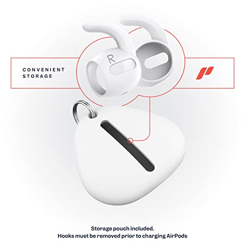 Proof Labs 3 Pairs for AirPods Pro Ear Hooks Covers [Added Storage Pouch] Accessories Compatible with Apple AirPods Pro Generation 1 (White)