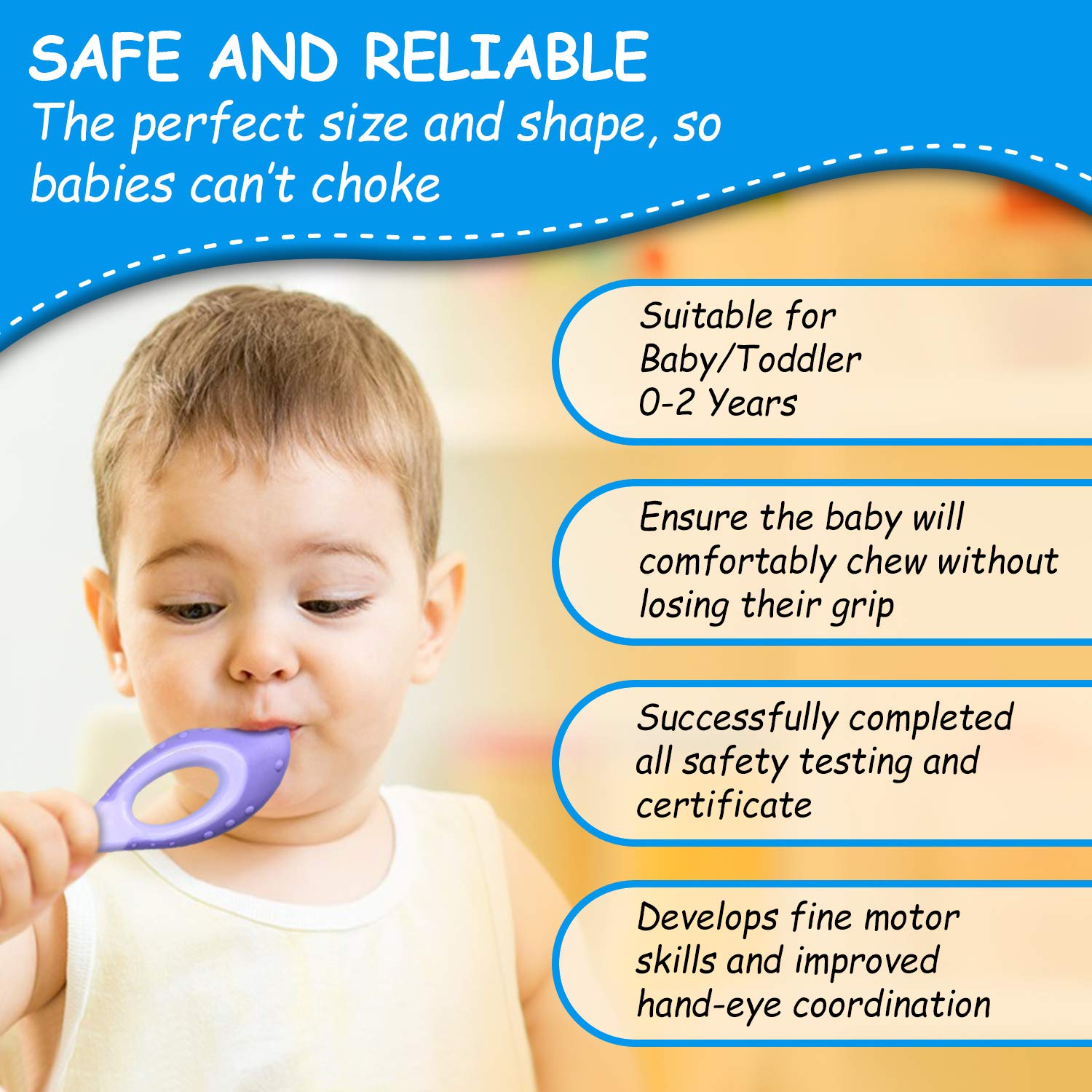 Ecovona Baby Toothbrush & Toddler Toothbrush for Age 0-2 Years Old | Extra Soft Bristle for Baby Teeth & Infant Gums | BPA-Free, Easy-Grip Finger Handle & Teething Pad | Dentist Recommended | 4-Pack