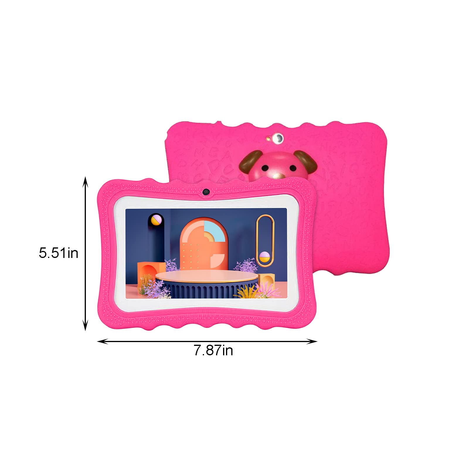 7-inch Children's Tablet Computer 1+8G Android Tablet Cartoon Front And Rear Dual Camera Tablet Children's Early Education Learning Machine Parent-child Gift, Shockproof Case, Educational, Games (Red)
