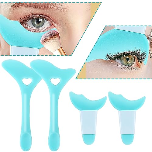 4Pcs Silicone Eyeliner Tool Reusable Winged Eyeliner Stencil Mascara Shield Applicator Guard Pads Eyeshadow Stencil Eye Makeup Aid Tool for Beginners Eyeliner Eyelash Lipstick Applicator Guide Tool