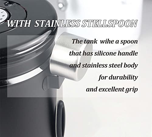 ANTOWALL Coffee Containers Stainless Steel 1.8L Coffee Jar Canister Airtight Storage Coffee Tank With Scoop & Date Tracker For Coffee Bean, Tea, Sugar, Flour (Black)