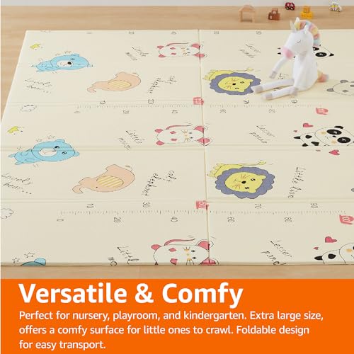 Amazon Basics Foldable Baby Crawling Play Mat, Reversible, Waterproof - 71" x 63" x 0.6"