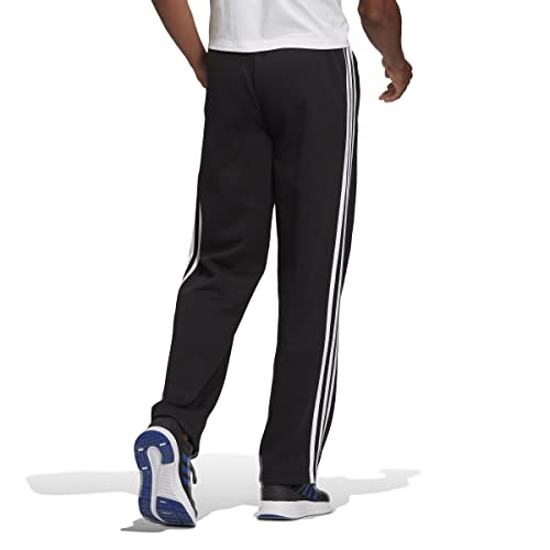 adidas Men's Size Essentials Fleece Open Hem 3-Stripes Pants, Black (2021), X-Large Tall