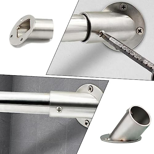 Bevel Angle Flange Base Metal Curtain Rod Shower Curtain Holders Pipe Supports Shower Curtain Closet Rod Holders
