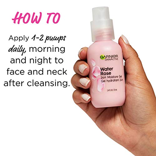 Garnier Water Rose 24H Moisture Gel with Rose Water and Hyaluronic Acid, Face Moisturizer for Normal to Combination Skin, 2.4 Fl Oz (72mL), 1 Count (Packaging May Vary)