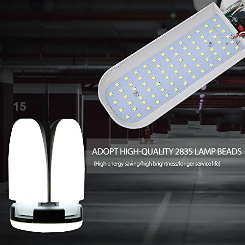 60W LED Garage Lights, 6000 Lumens Adjustable Leaf Light Garage Ceiling Light, CRI 80,Daylight White 6000k LED Garage Ceiling Light, high Bay Light for Garage, Barn, Workshop, Warehouse