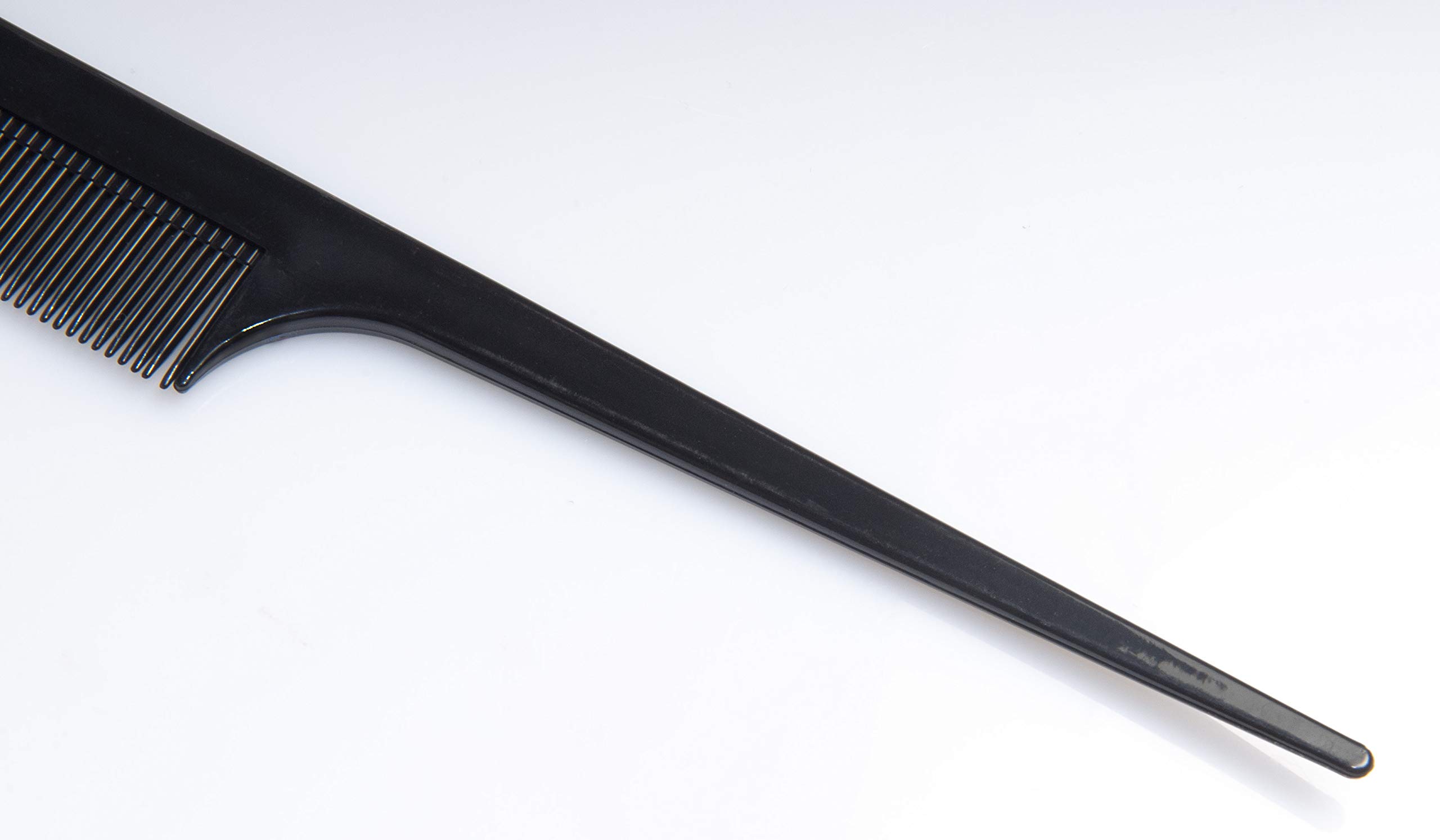 Diane Ionic Rat Tail Comb – Anti-Static Fine Tooth Comb and Hair-Cutting, Styling Tool for Women, Men, Hair Stylists, Barbers with Long Thin Handle, Black, 8 Inches, DBC043