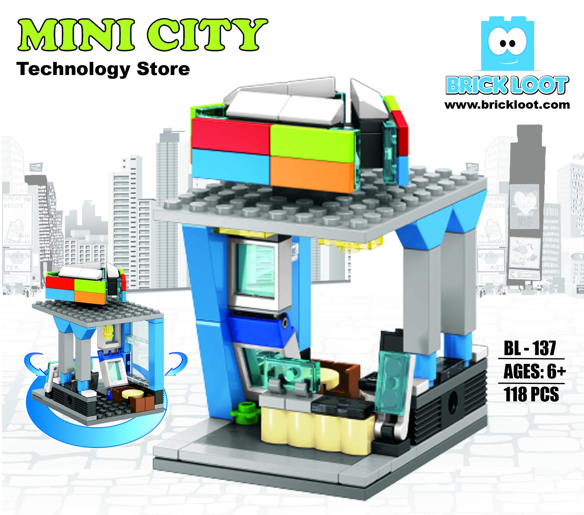 Brick Loot Exclusive Mini City Technology MS Windows 10 11 Store - Custom Designed Model! - Compatible with Lego City and Other Major Toy Building Block Brands