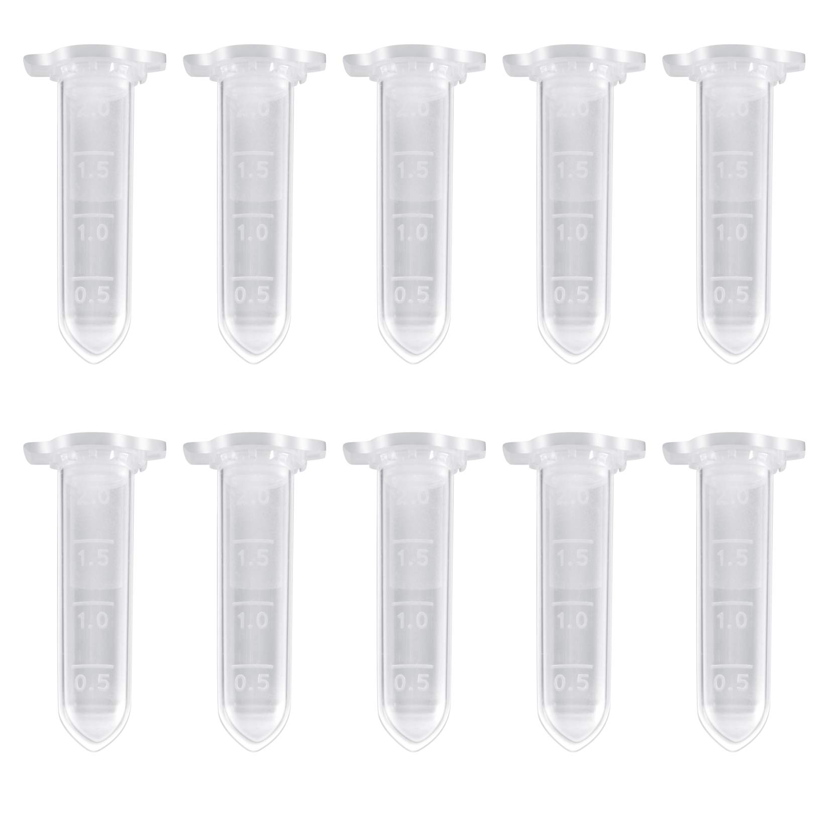 500 Pcs 2ml Microcentrifuge Tubes, Graduated Centrifuge Tubes, Clear Plastic Reusable Centrifuge Vials with Flat-Top Snap Caps, Small Sample Lab Test Storage Vials Tubes