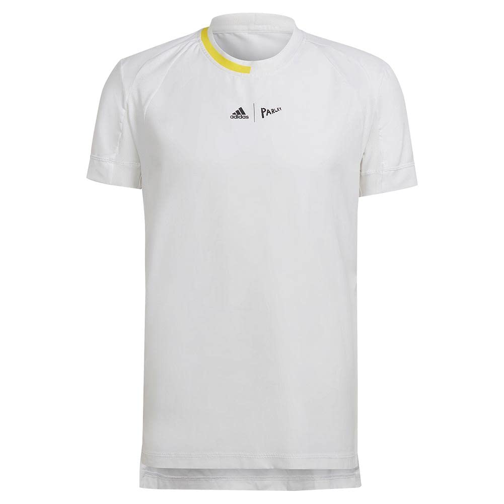 adidas Men's London Stretch Woven Tee, White/Impact Yellow, Medium