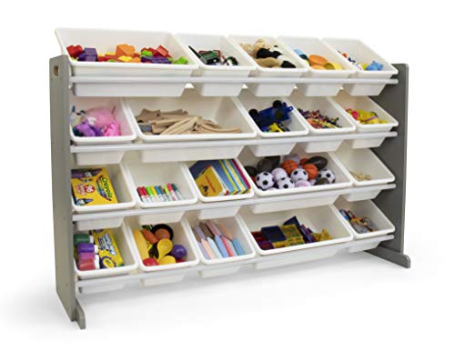 Humble Crew Extra-Large Kid's Toy Organizer, 20 Storage Bins, Universal, Grey/White
